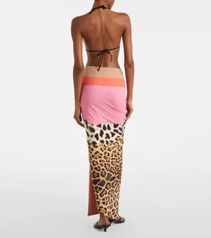 Roberto Cavalli Leopard-print Asymmetric Maxi Skirt