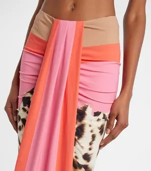 Roberto Cavalli Leopard-print Asymmetric Maxi Skirt