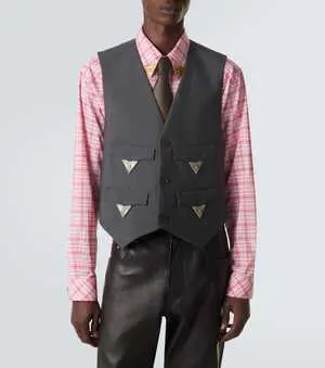 Versace Embellished Wool And Mohair Vest