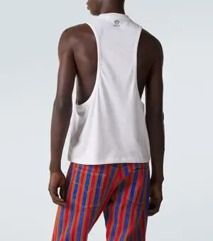 Versace Cotton-blend Jersey Tank Top - White