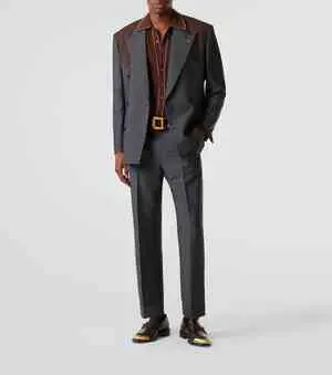 Versace Cropped Wool And Mohair Straight Pants