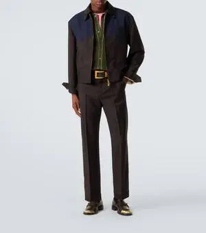 Versace Cropped Wool And Mohair Straight Pants