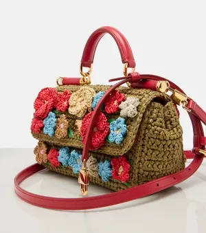 Dolce & Gabbana My Sicily Mini Raffia-effect Top-handle Bag