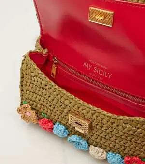Dolce & Gabbana My Sicily Mini Raffia-effect Top-handle Bag