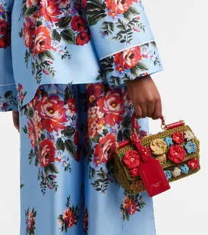 Dolce & Gabbana My Sicily Mini Raffia-effect Top-handle Bag