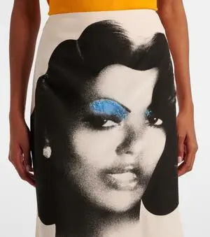 Versace Printed Silk Poplin Midi Skirt