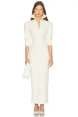 HELSA The Margaux Polo Dress In Thick Crepe - Ivory