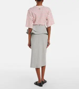 Plan C Ruffled Cotton-blend Midi Skirt