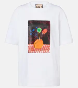 Plan C Printed Cotton Jersey T-shirt - White