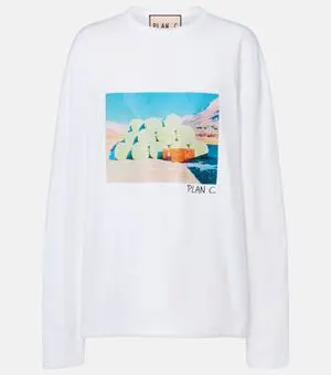 Plan C Printed Cotton Jersey T-shirt - White