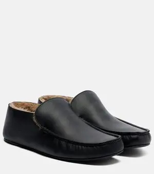 THE ROW Leo Shearling-lined Leather Loafers - Black