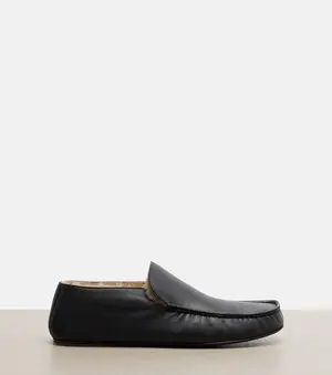 THE ROW Leo Shearling-lined Leather Loafers - Black