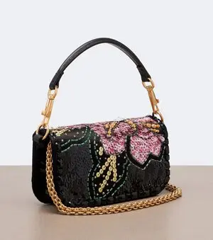 Valentino Garavani Locò Small Embellished Satin Shoulder Bag - Multicoloured