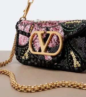 Valentino Garavani Locò Small Embellished Satin Shoulder Bag - Multicoloured
