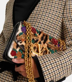 Valentino Garavani Vain Small Embellished Calf Hair Shoulder Bag