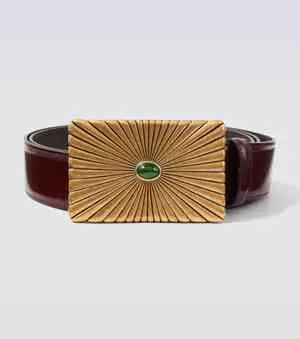 Versace Embellished Leather Belt - Brown