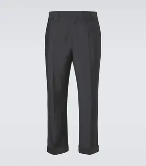 Versace Cropped Wool And Mohair Straight Pants - Grey