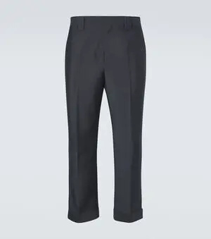 Versace Cropped Wool And Mohair Straight Pants - Grey