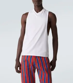 Versace Cotton-blend Jersey Tank Top - White