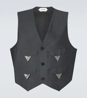 Versace Embellished Wool And Mohair Vest - Grey
