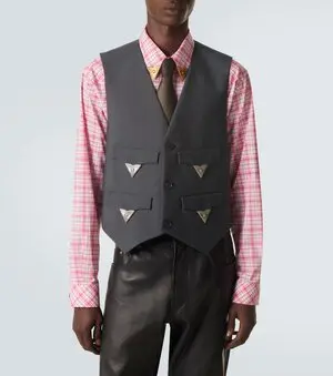 Versace Embellished Wool And Mohair Vest