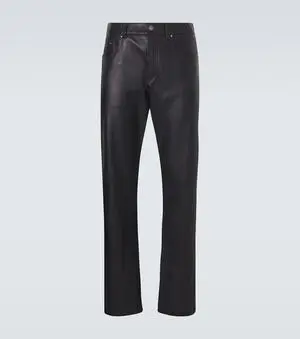 Versace Leather Straight Leg Pants