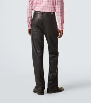 Versace Leather Straight Leg Pants
