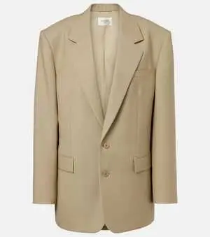 Saint Laurent Wool And Silk Blazer - Beige