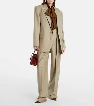 Saint Laurent Wool And Silk Blazer - Beige
