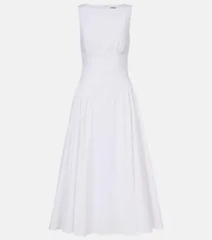 Staud Gwen Cotton Poplin Midi Dress - White