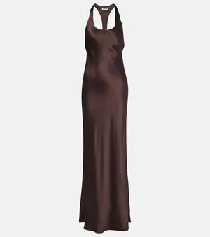 Staud Juanita Satin Gown - Brown