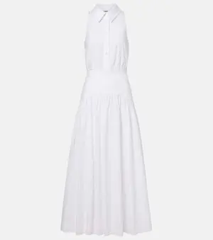 Staud Romy Cotton Poplin Midi Dress - White