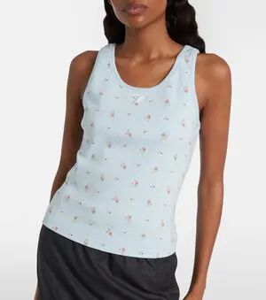 Prada Floral Cotton-blend Tank Top