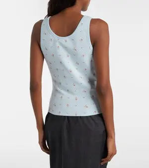 Prada Floral Cotton-blend Tank Top