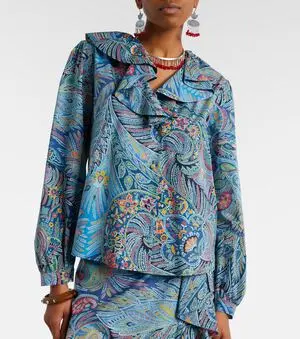 Etro Paisley Ruffled Cotton-blend Blouse