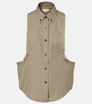 Versace Checked Cotton Shirt - Beige