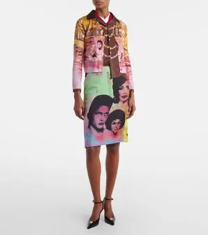 Versace Printed Silk Twill Midi Skirt - Multicoloured