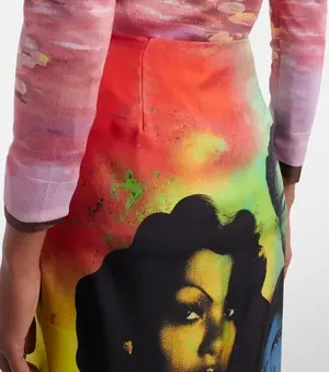 Versace Printed Silk Twill Midi Skirt - Multicoloured