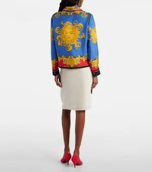 Versace Printed Silk Poplin Midi Skirt - Multicoloured