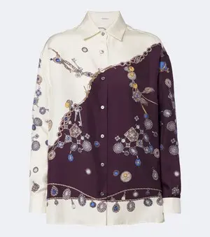 Versace Versace Printed Silk Twill Shirt Multicoloured