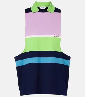 Versace Striped Cotton Jersey Tank Top - Multicoloured