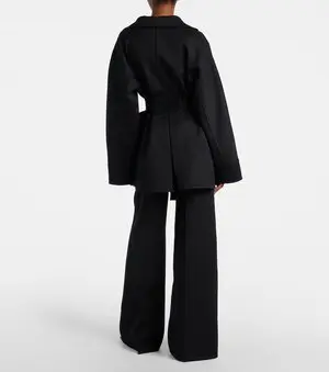 Alaïa Leather-trimmed Virgin Wool Wide-leg Pants