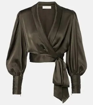 Zimmermann Silk Wrap Top - Green