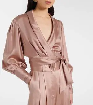 Zimmermann Silk Wrap Top - Pink