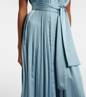 JOSEPH Phare Plissé Satin Midi Dress - Blue