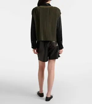 JOSEPH Cedre Plissé Satin Top - Green
