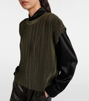 JOSEPH Cedre Plissé Satin Top - Green