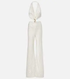 Roberto Cavalli Embellished Halterneck Jumpsuit - White