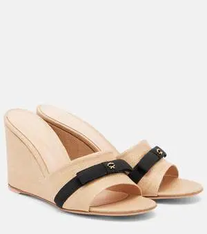 GIANVITO ROSSI Gianvito Rossi Haiti Raffia Wedge Mules