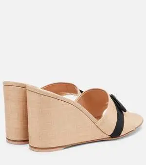 GIANVITO ROSSI Minou Raffia Wedge Mules